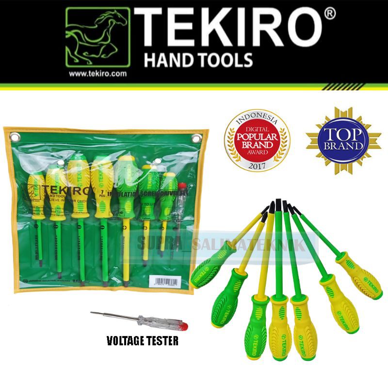 Jual TEKIRO OBENG LISTRIK SET 7 PCS INSULATION SCREWDRIVER SET TEKIRO ...