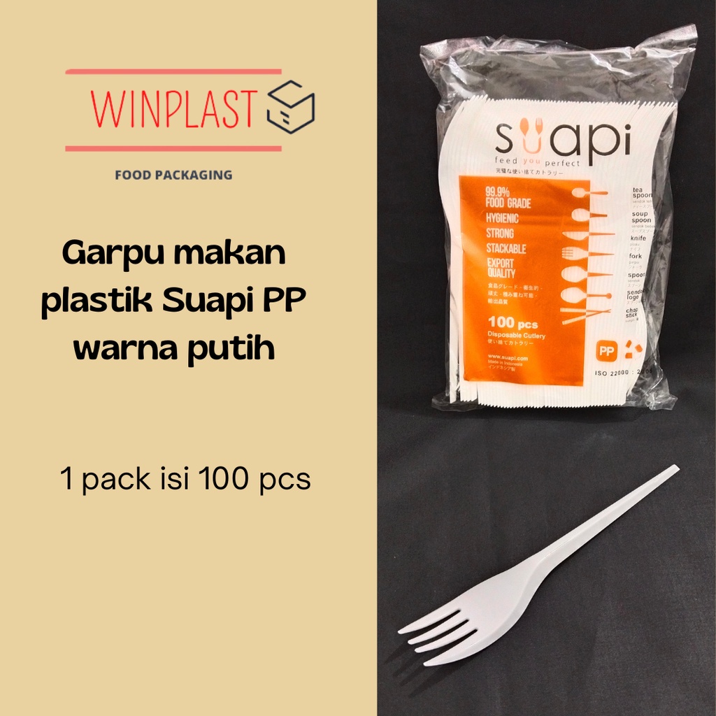 Jual Garpu makan plastik Suapi PP warna putih 1 pack isi 100 pcs ...
