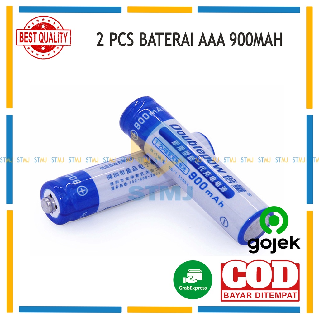 Jual 2 PCS Batu Baterai AAA Rechargeable NiMH 900mAh DOUBLEPOW | Shopee ...