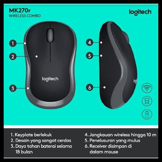 Jual Logitech Keyboard Mouse Wireless Combo Mk270r Shopee Indonesia