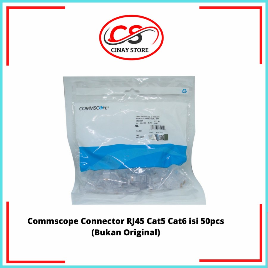 Jual Connector AMP Commscope 1Pack isi 50 Connector LAN RJ45 Cat5 Cat6 ...