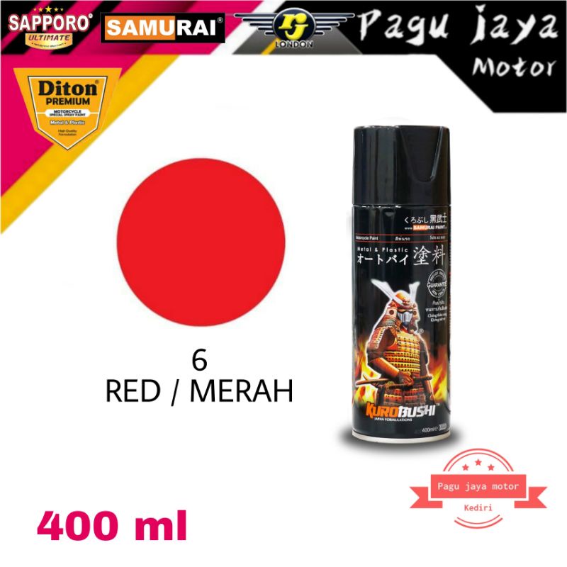 Jual samurai paint 400cc red merah 6 cat semprot spray pilox pilok samuraipaint | Shopee Indonesia