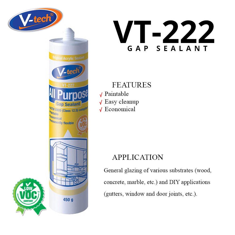 Jual Lem kaca silikon silent tabung VT-222 Silicone Sealent 4500 ml ...