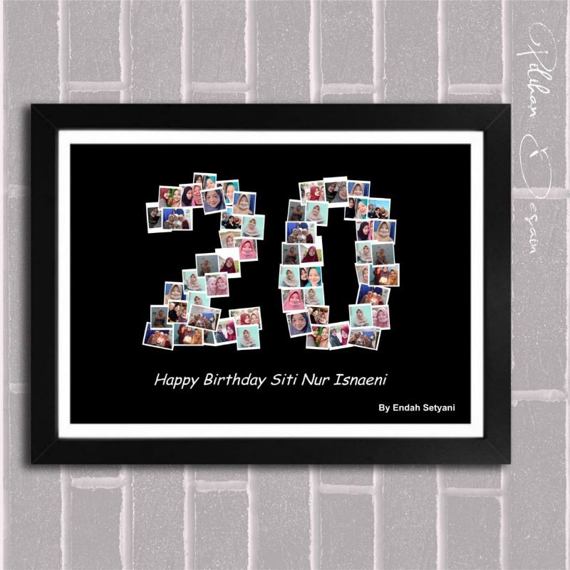 Jual FRAME KACA + DESIGN + CETAK angka mozaik hadiah kado custom ...