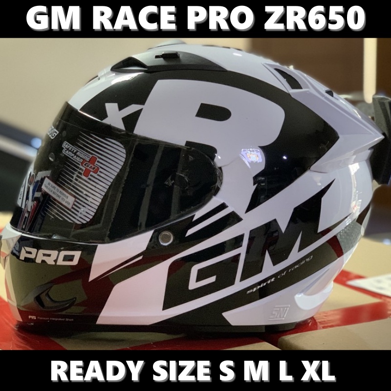 Jual Helm GM Race Pro ZR650 White Black Putih Hitam Full Face Single ...