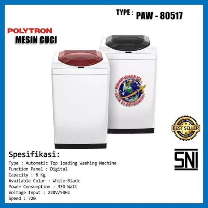 Jual MESIN CUCI POLYTRON PAW 80517 PAW80517 BUKAAN ATAS AUTOMATIC TOP ...