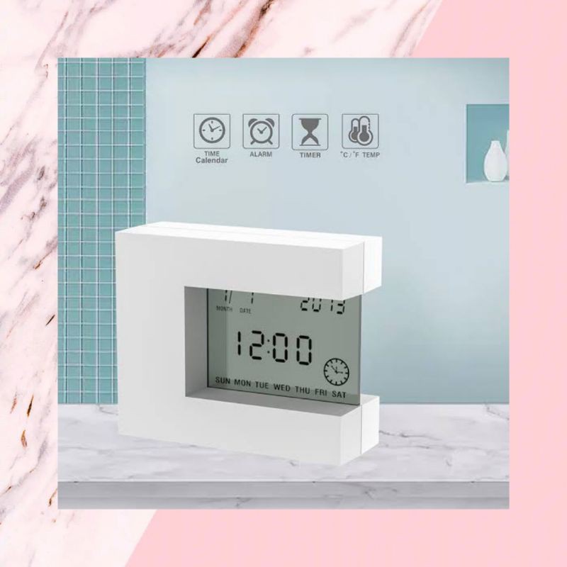 Jual Miniso LCD Alarm Clock White Color Warna Putih Original | Shopee ...