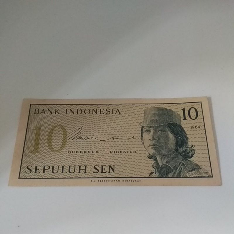 Jual Uang Kertas Kuno 10 (sepuluh) Sen Tahun Emisi 1964 | Shopee Indonesia