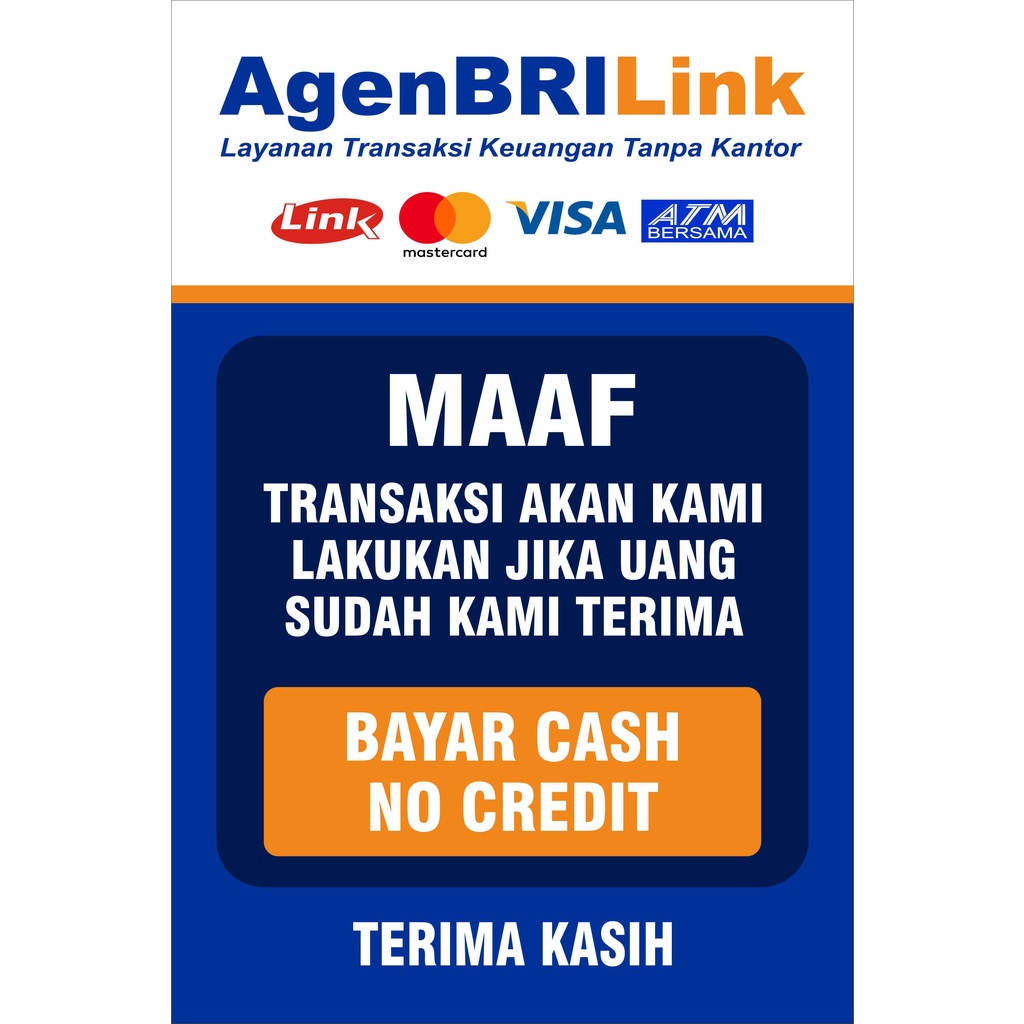 Jual STIKER VINYL PENGUMUMAN BRILINK CASH NO CREDIT | Shopee Indonesia
