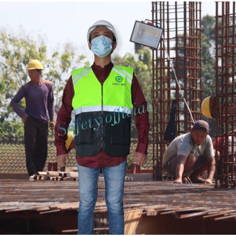 Jual Rompi Safety first k3 proyek lapangan Hijau stabilo kombinasi 02 ...