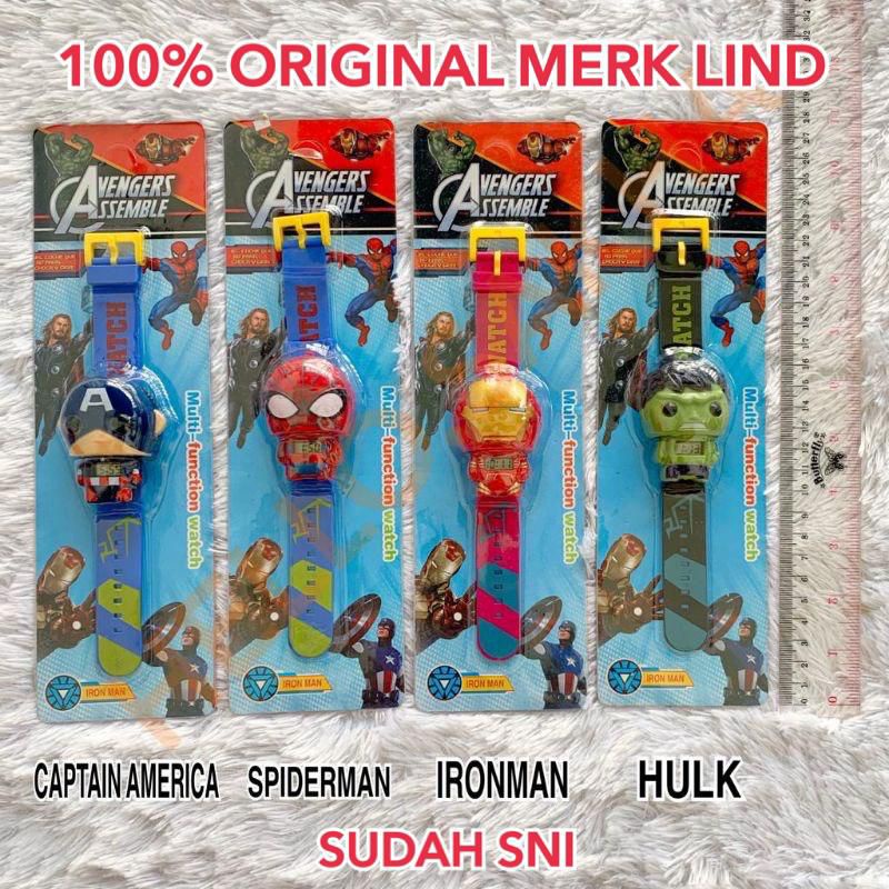 Jual MAINAN JAM TANGAN SUPERHERO AVENGERS ASSEMBLE HULK IRONMAN ANAK ...