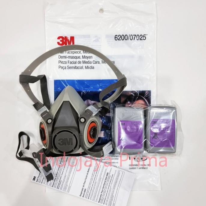 Jual ORIGINAL 3M 6200 + 7093 Half Facepiece Respirator Half Gas Mask ...