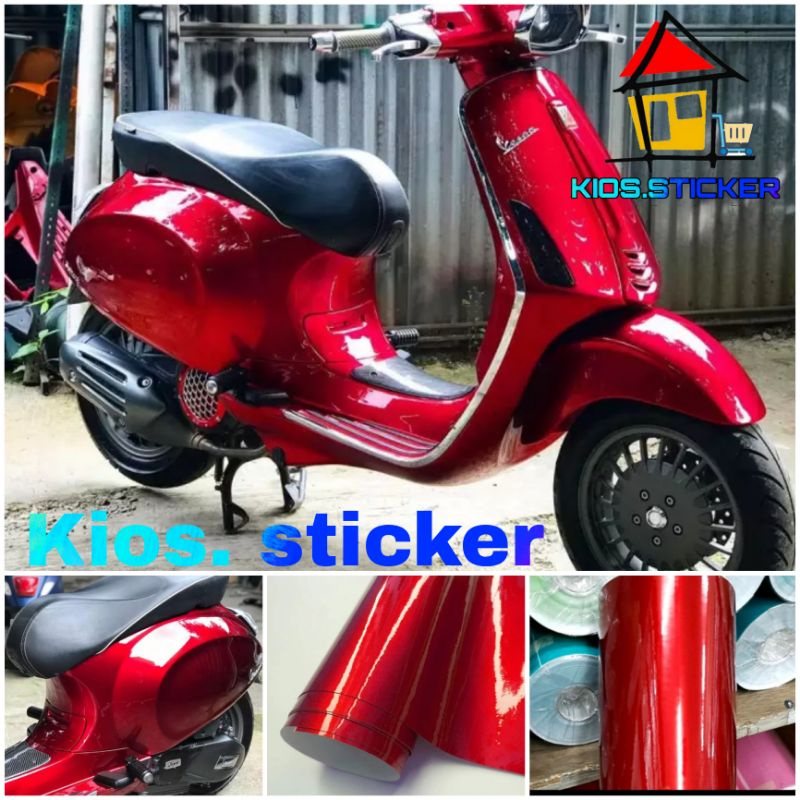 Jual Sticker skotlet motor merah metalik candy / stiker skotlet motor ...