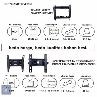 Jual Bracket TV LED LCD 32 40 43 24 21 29 17 14 Inch Dijamin Cocok 14 ...