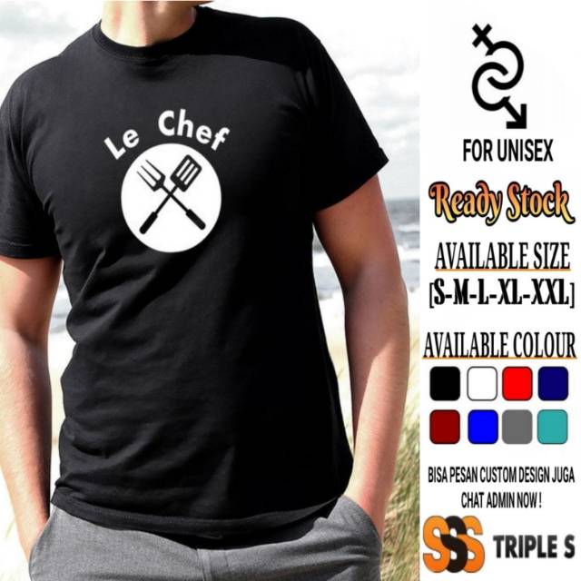 Jual KAOS LE CHEF SABLON PUTIH KAOS PROFESI CHEF SPOON AND FORK ...
