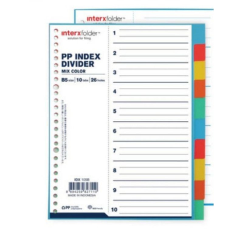 Jual Divider/pembatas kertas B5 10 tabs inter x folder | Shopee Indonesia