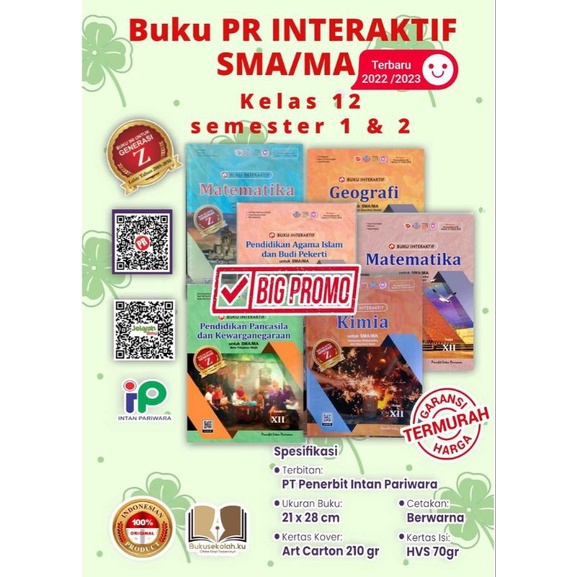 Jual Buku kurikulum merdeka belajar lks PR interaktif SMA MA kelas XII, 12 Tahun 2022 Intan ...