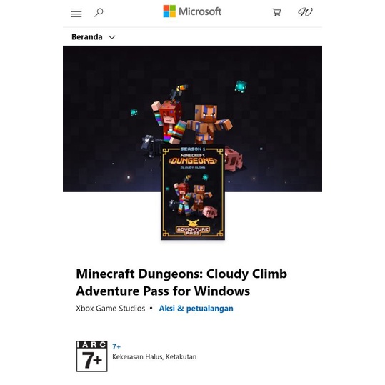 Jual Gift Cards Game Microsoft Store Region Indo Minecraft Dungeons: Cloudy Climb Adventure Pass ...