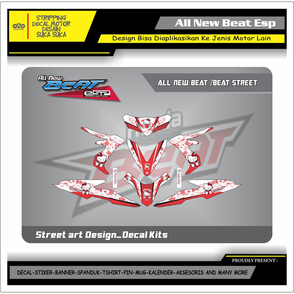Jual Decal Beat Street Esp Full Body HELLO KITTY MERAH | Shopee Indonesia