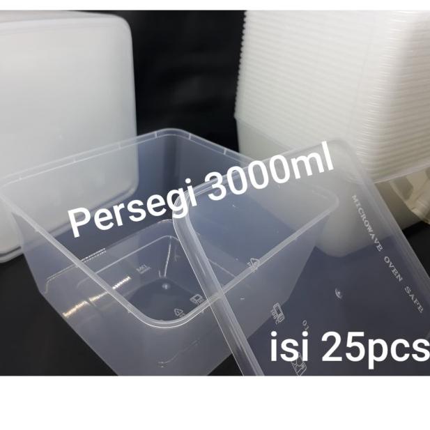 Jual KOTAK THINWALL PERSEGI 3000ML - BOX MAKAN FOOD CONTAINER - 25PCS ...
