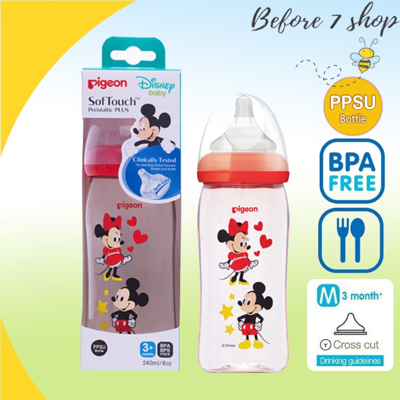Jual PIGEON Botol Susu Wide Neck PPSU Mickey Minnie Disney 240 Ml | Shopee Indonesia