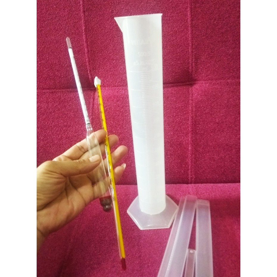 Jual Set 3 PCS Hydrometer Solar, Thermometer Glass dan Gelas Ukur PP ...