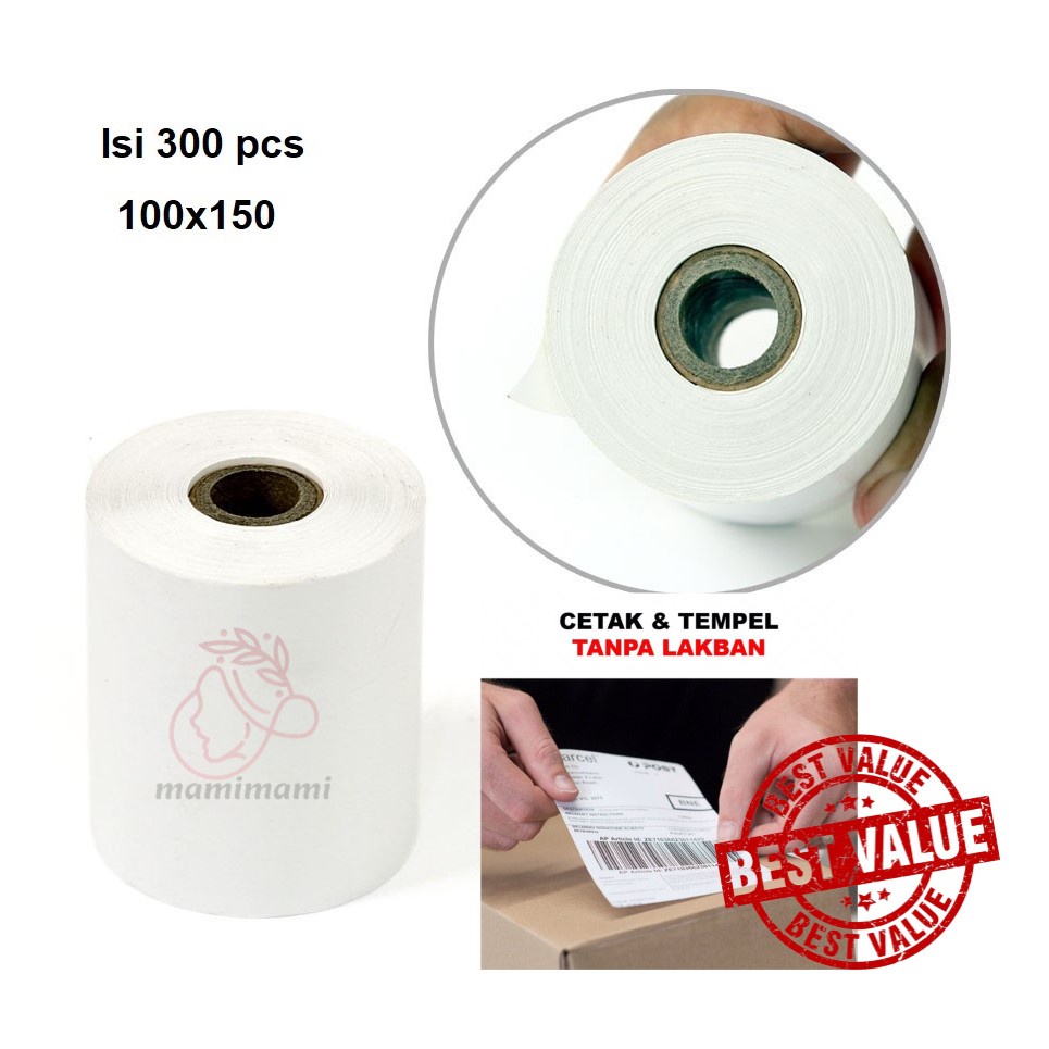 Jual Kertas Sticker Label Barcode 100 x 150 Stiker Thermal 100x150mm 300 pcs Termal | Shopee ...
