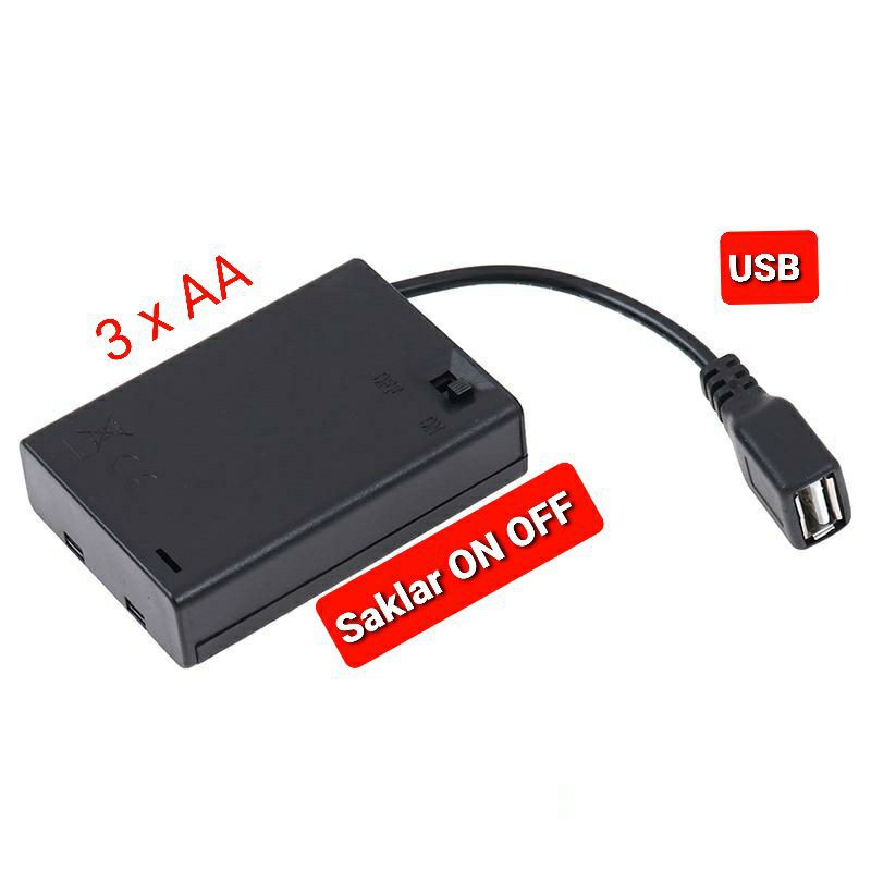 Jual Kotak baterai 3xAA 4.5V switch ON OFF battery case box dengan USB ...