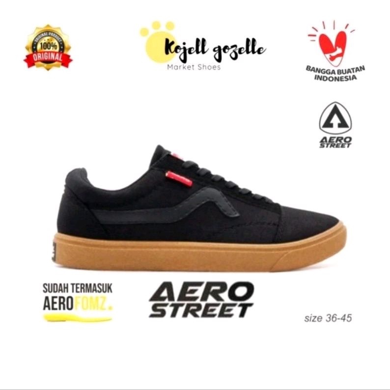 Jual Aerostreet Massive Hitam Hitam Gum - Sepatu Sneakers Casual Sport ...