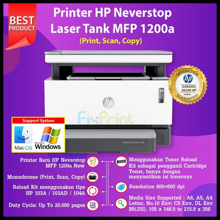 Jual Printer Hp Neverstop Laser Tank Mfp 1200A New Print, Scan, Copy ...