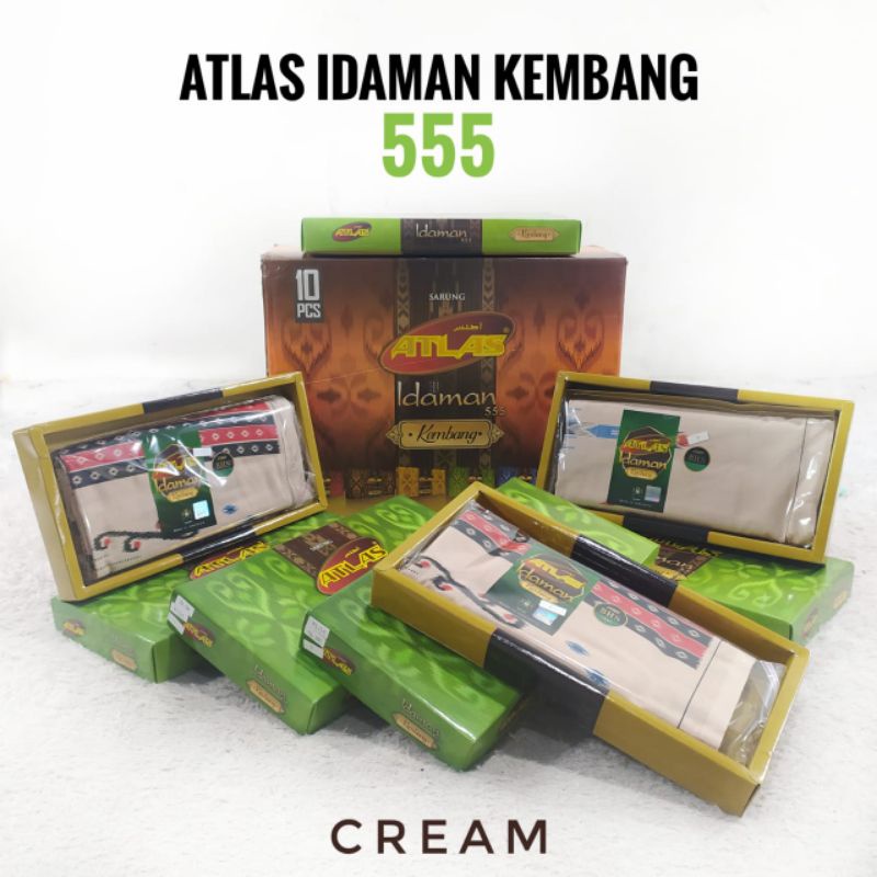 Jual Sarung Atlas Idaman Kembang 555 Cream Krem Seragam Motif BHS Ecer ...