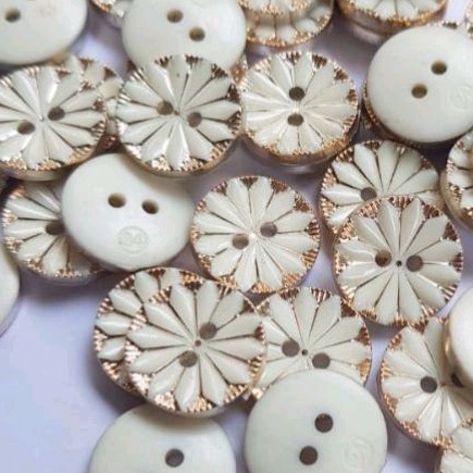 Jual COD 100 pcs Diameter 13/15 mm Kancing Kemeja Lubang 2 Motif Bunga ...