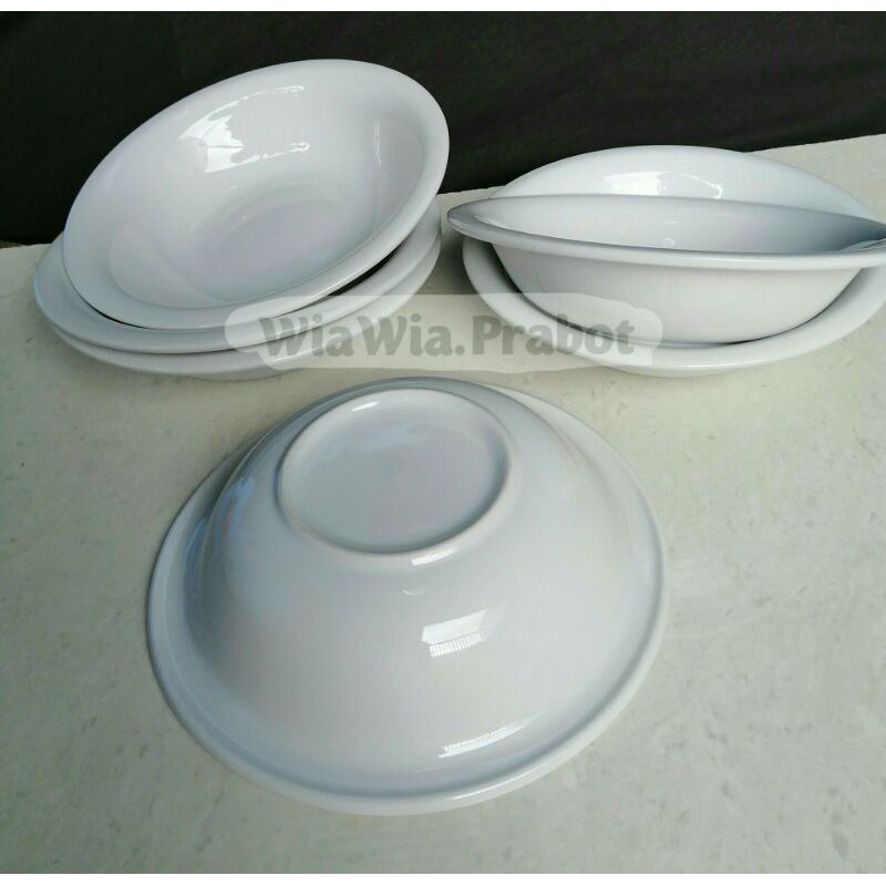 Jual Mangkuk saji porselen putih polos diameter 19cm bowl noodles pasta ...