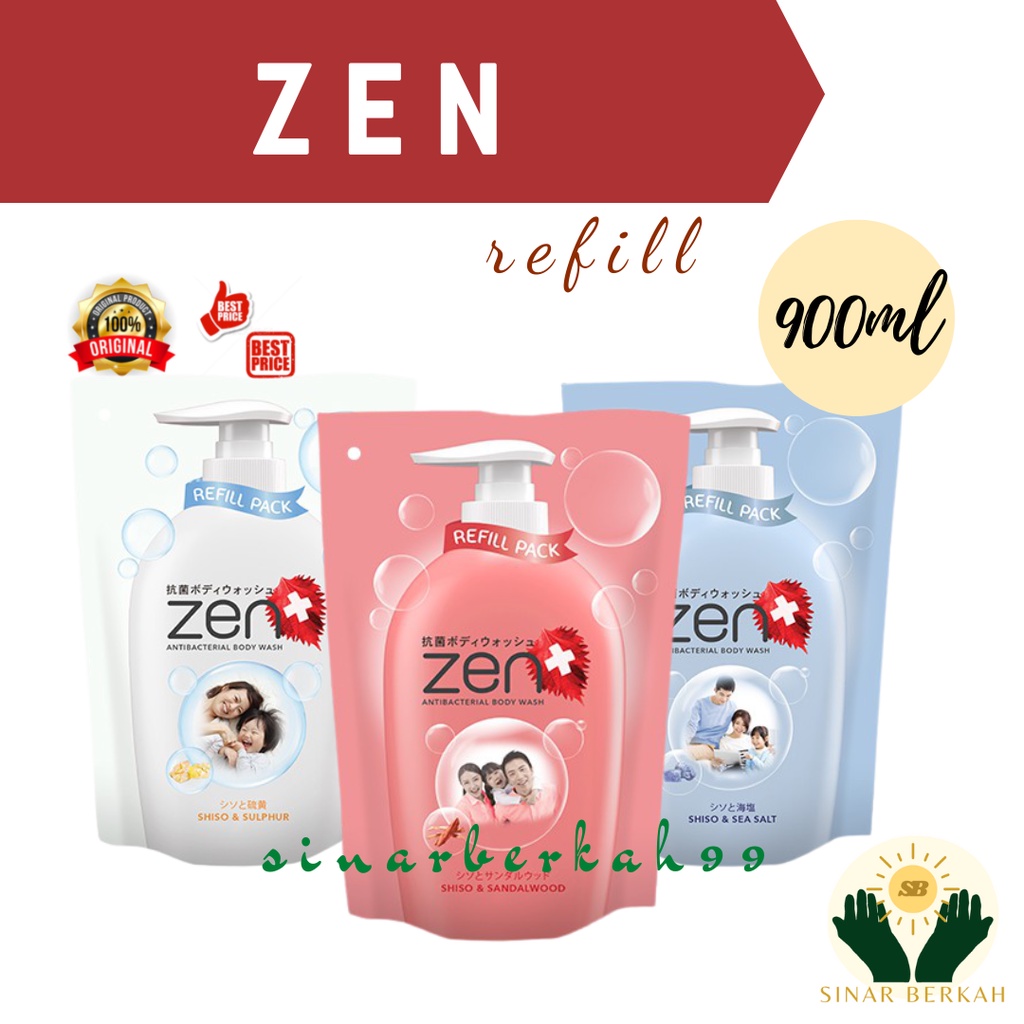 Jual Sabun Zen Antibacterial Body Wash Refill 400 ML All Varian | Shopee Indonesia