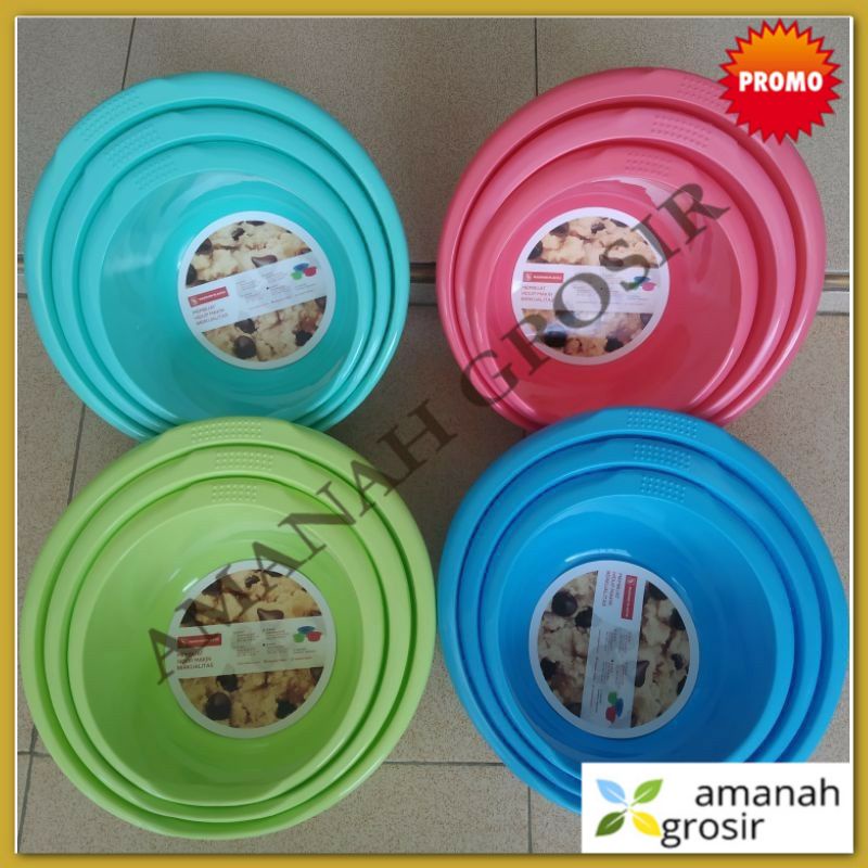 Jual Baskom Set Warna Kobokan Plastik Susun 3 Kocokan Telur / Tempat ...