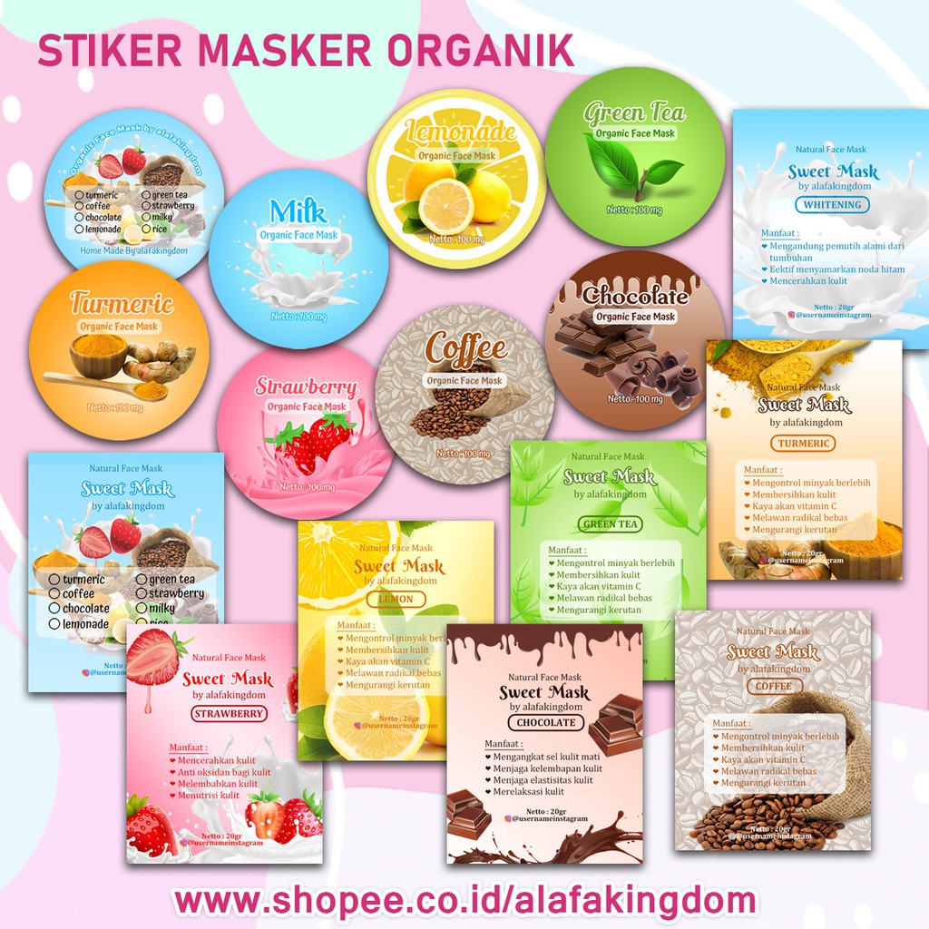 Jual Stiker Masker Organik Stiker Face Mask Stiker Produk Stiker ...