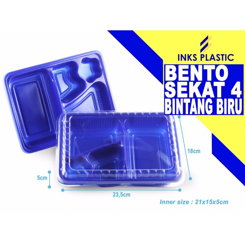 Jual Tray bento sekat 4 nasi katering bintang pink / biru ( 50 set ...