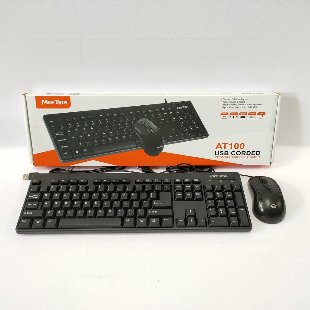 Jual Meetion USB Corded Keyboard Mouse Combo AT100 | Shopee Indonesia