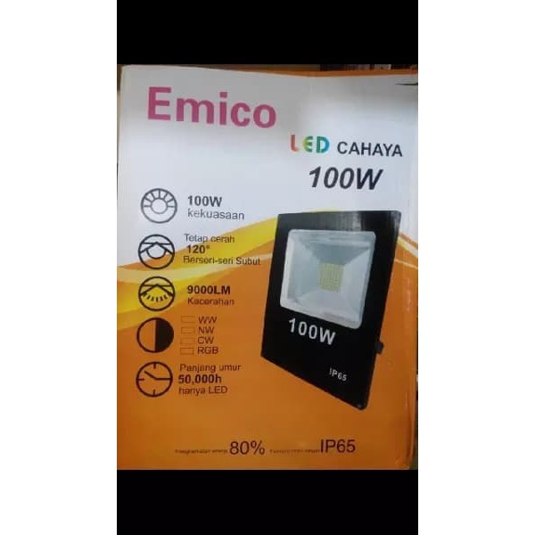 Jual LAMPU SOROT / KAP SOROT LED 100 WATT PUTIH EMICO HALOGEN LED 100W | Shopee Indonesia