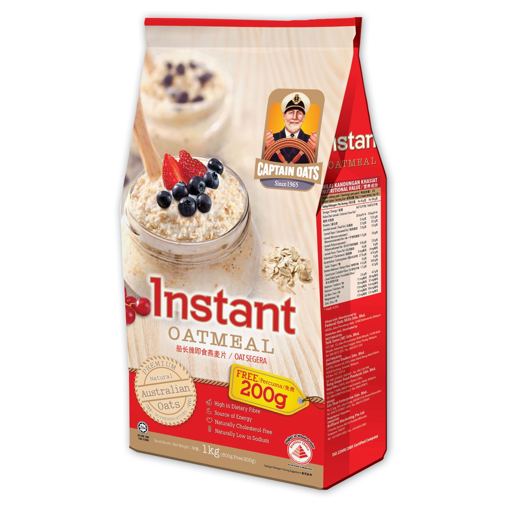 Jual Captain Oats Instan Oatmeal 800gr | Shopee Indonesia