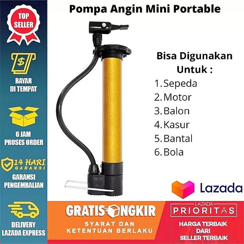 Jual Pompa Angin Mini Serbaguna/Pompa Sepeda Ban Balon Bola / Pompa ...