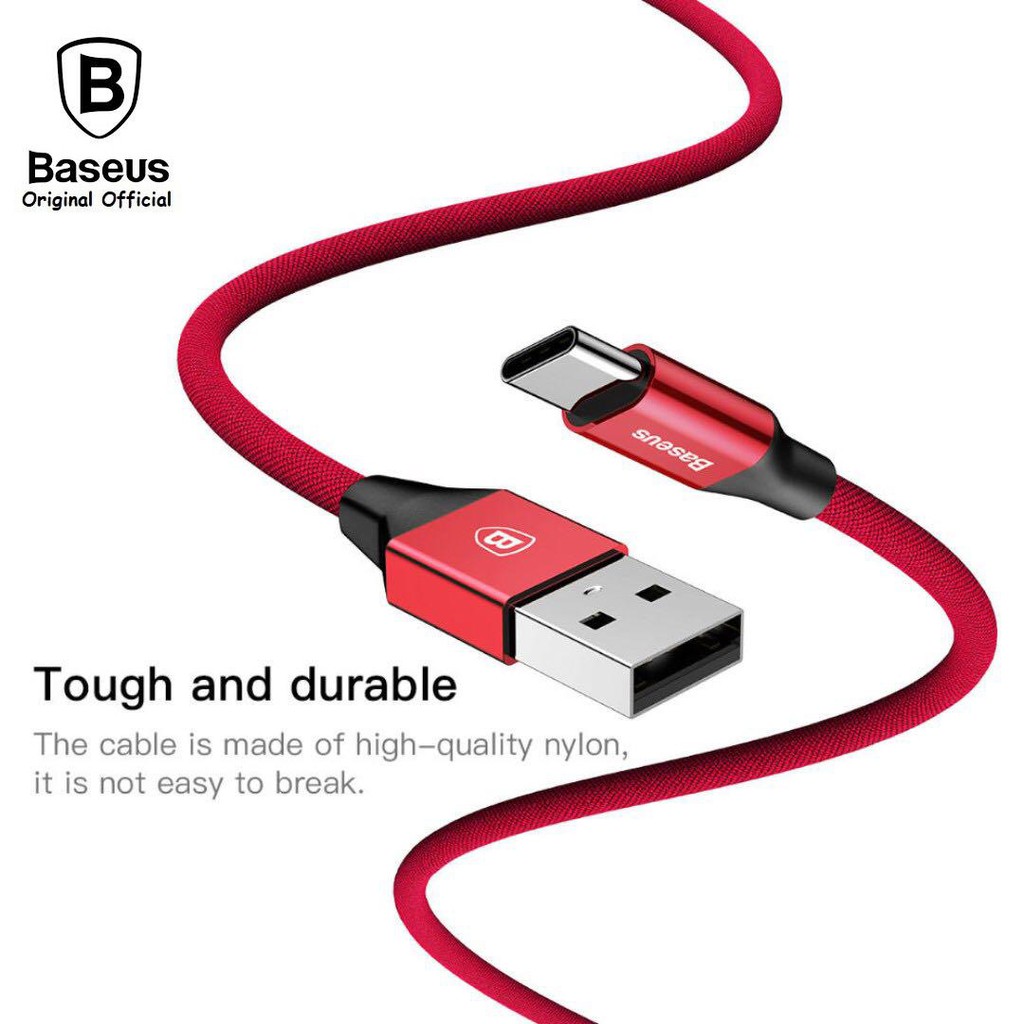 Jual BASEUS ORIGINAL Kabel Data Yiven Type C MERAH USB 120CM Fast Charging Quick Charge 3A ...