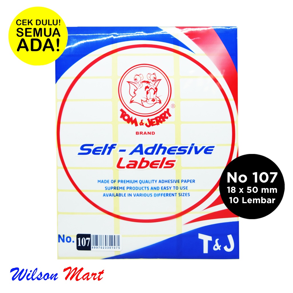 Jual TOM AND JERRY NO 107 18 X 50 MM SELF ADHESIVE LABELS ISI 10 LEMBAR | Shopee Indonesia