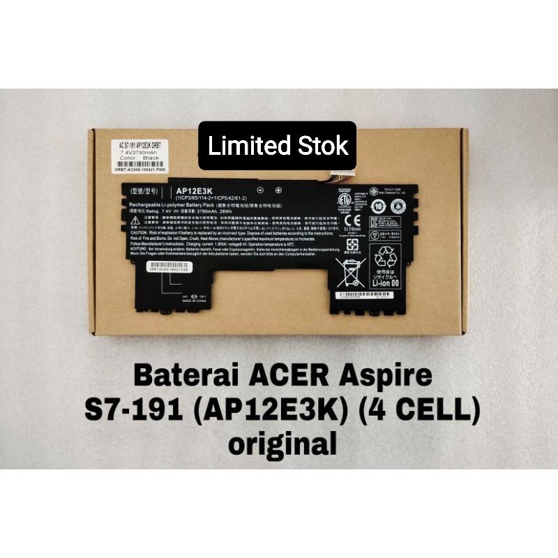 Jual Baterai Acer Aspire S7-191 AP12E3K | Shopee Indonesia