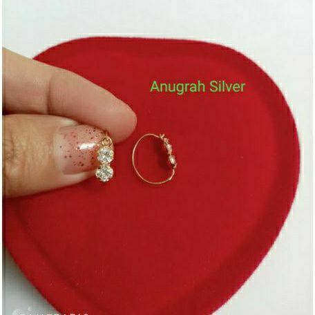 Jual Anting kenip anak & remaja rose gold mata 2 putih kl perak asli 925/silver lapisan emas ...