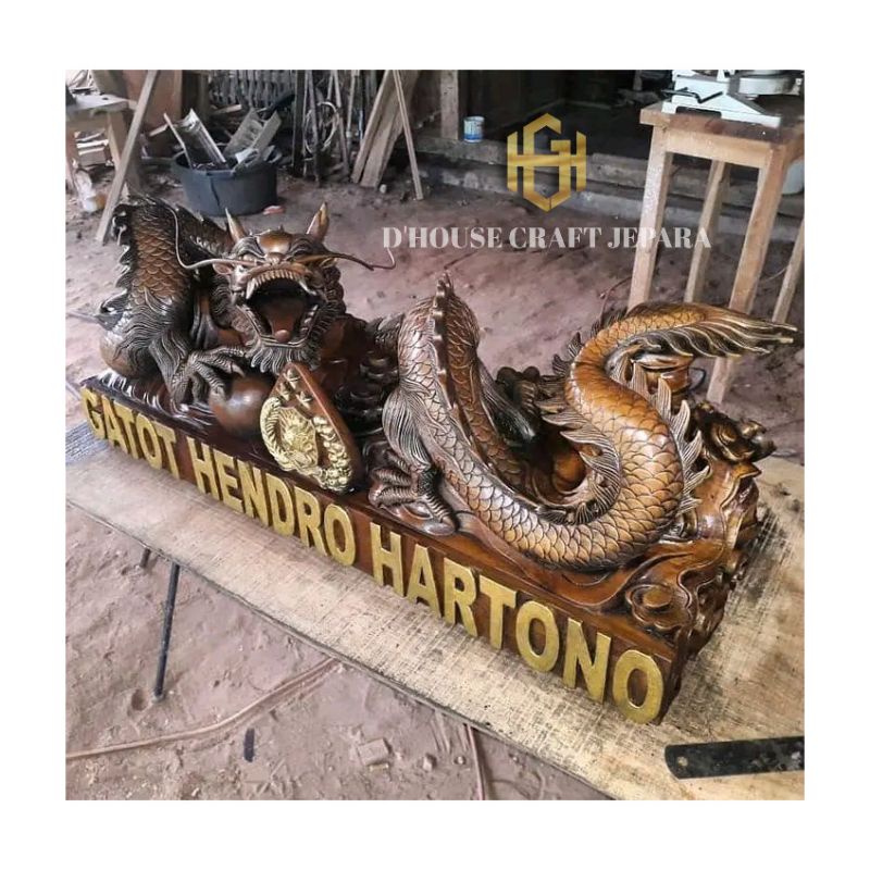 Jual Papan Nama Ukir Naga Melingkar Kayu Jati Grade A | Shopee Indonesia