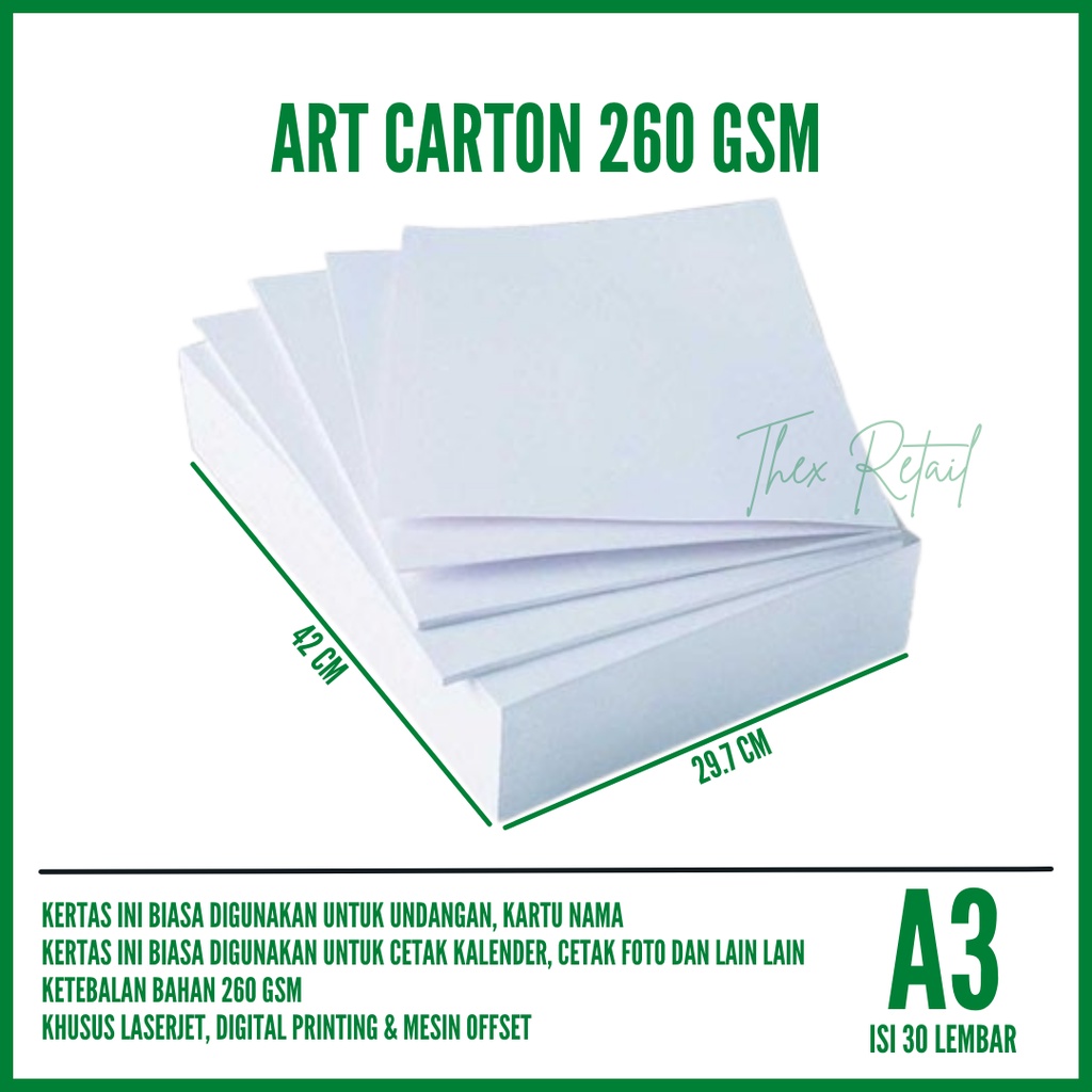 Jual Art Carton 260 gsm A3 isi 30 lembar / Kertas Art Carton 260 gsm A3 | Shopee Indonesia