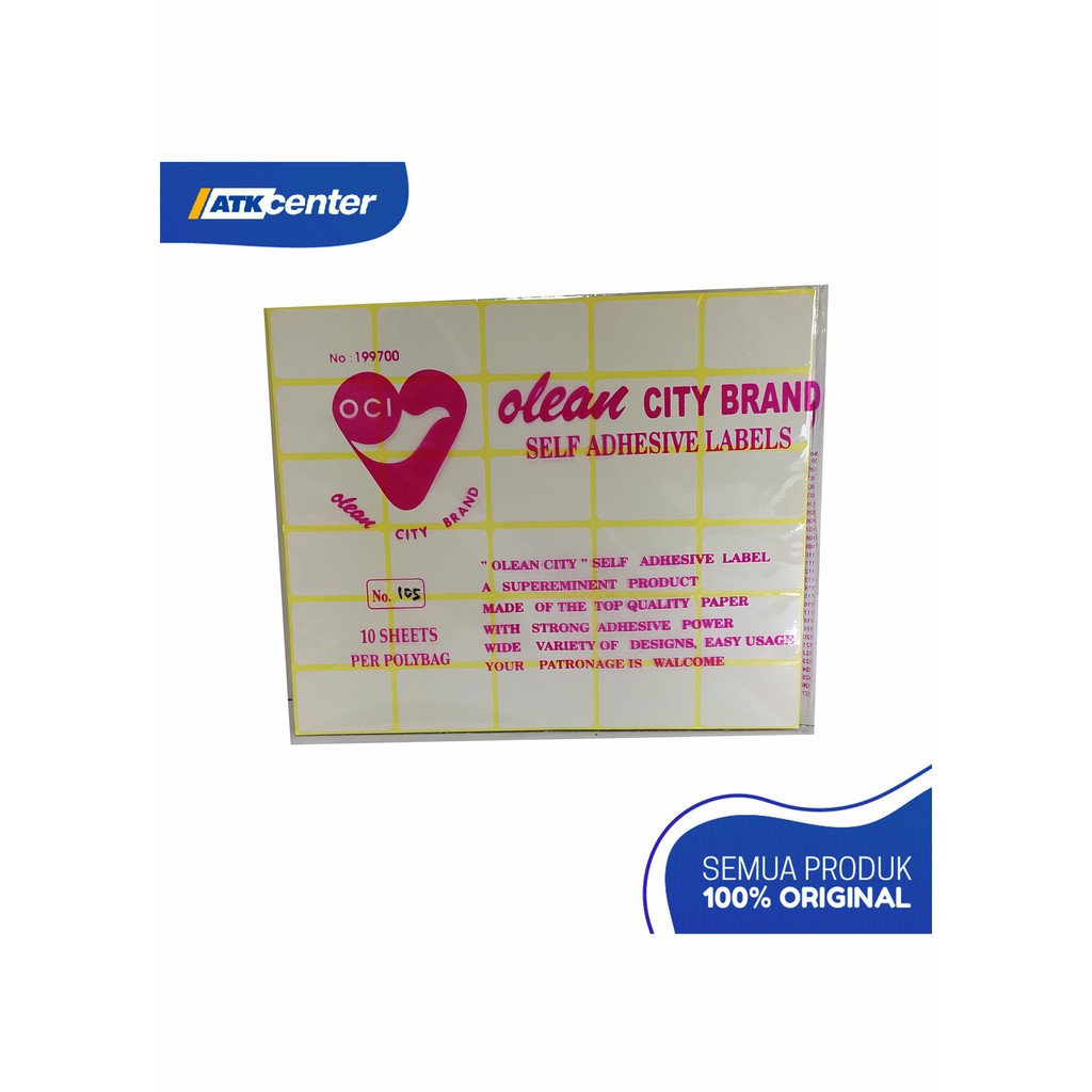 Jual Label Nama / Label Olean City No.105 Polos (10 Lembar) | Shopee ...