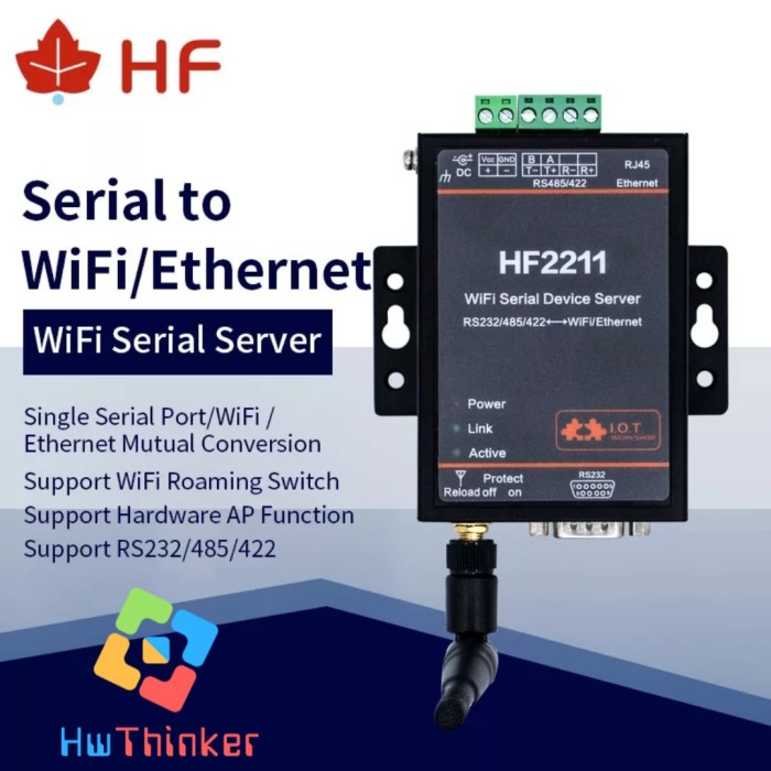 Jual HF2211A HF2211 WIFI Serial Device Server Converter Modbus RS232 RS485 RS422 to TCP TCP/IP ...