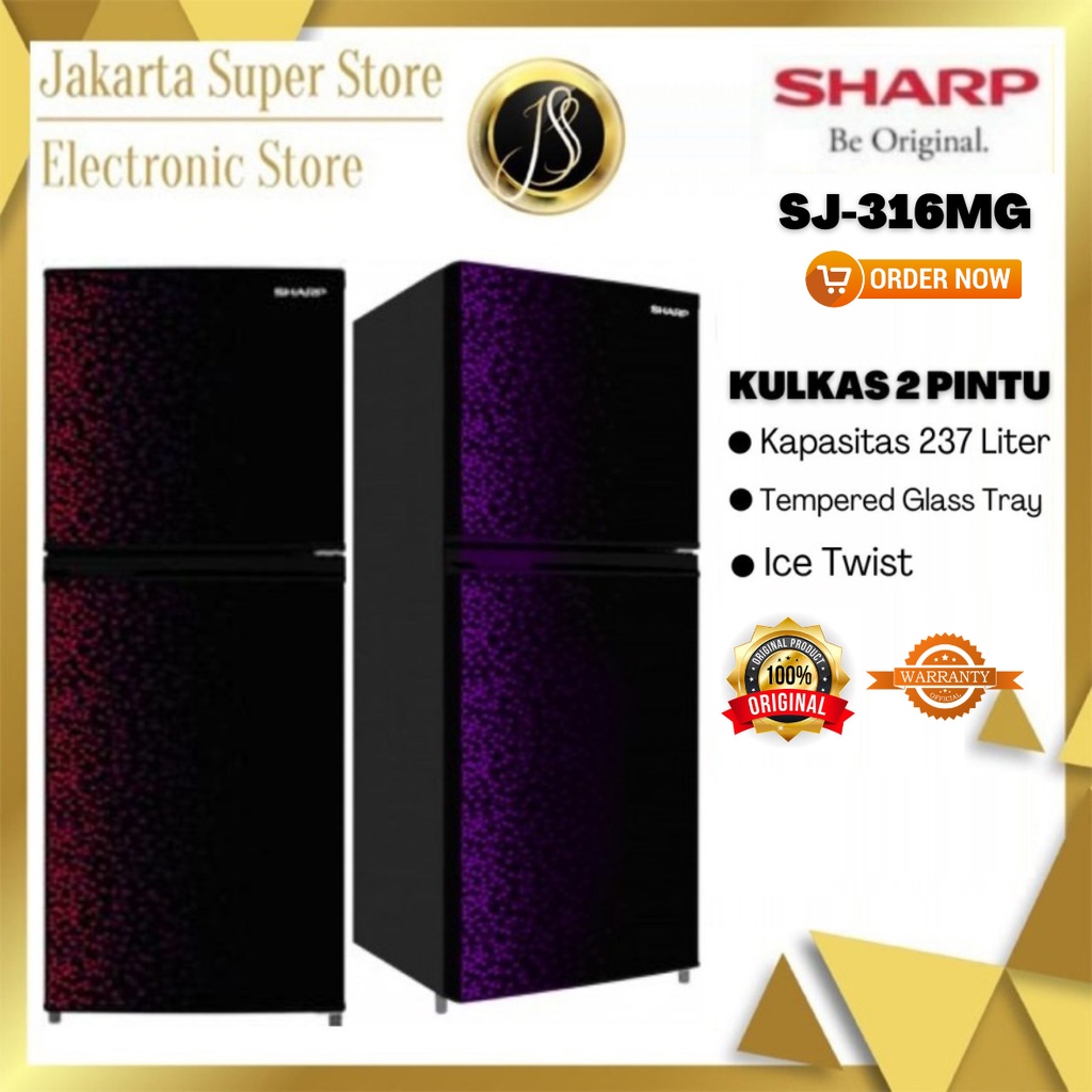 Jual KULKAS SHARP 2 PINTU SJ 316 MG/GB LEMARI ES 2 PINTU | Shopee Indonesia